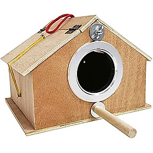 kathson Parakeet Nest Box Bird Nesting House Parrot Breeding Mating Box for Lovebirds Cockatiel Budgie Finch (10.1''x8.5''x7.3'')