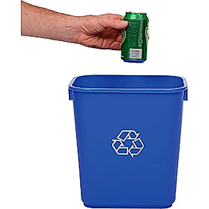 Global Industrial Plastic Recycling Wastebasket, 13-5/8 Qt., Blue