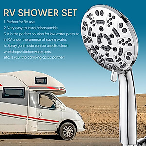 Cobbe High Pressure 8 Functions Shower Head with handheld - Powerful Detachable Shower Head Set for Low Water Pressure - Tool-less 1-Min Installation, Extra Long 60" Stainless Steel Hose (Chrome)