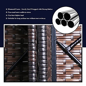 PHI VILLA 2-Piece Patio Loveseat Sofa Set with Cushions, All-Weather Use Outdoor Rattan Sectional Sofa (Navy Blue)