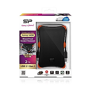 Armor A30 SP020TBPHDA30S3K B00KOB30TS Silicone Power Portable Hard Drive 2TB 2.5 Inch USB 3.0/2.0 Compatible, Shockproof, PS4