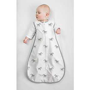 Amazing Baby Microfleece Sleeping Sack, Wearable Blanket with 2-way Zipper, Use after Swaddle Transition, Zebras, Soft Black, Small (0-6 mo)
