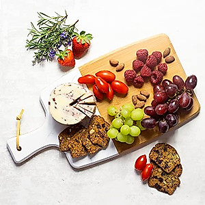 Totally Bamboo UV Printed Faux Marble Serving Paddle, Bamboo Cutting Board with Handle for Kitchen and Charcuterie Boards