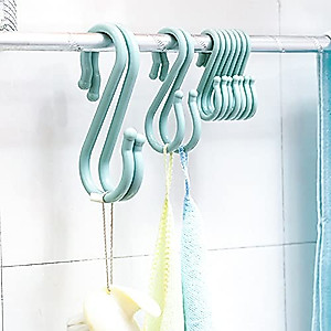 E-outstanding 3pcs Plastic S Shaped Double Head Hanger Hook Bathroom Nail Hooks Wardrobe Clothes S Hooks, Blue L Size 15.2cm