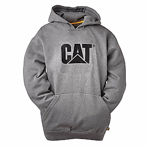 Caterpillar Men's Trademark Hoodies with Embroidered CAT Front Logo, S3 Cord Management System and Pouch Pocket, Dark Heather Grey, Medium
