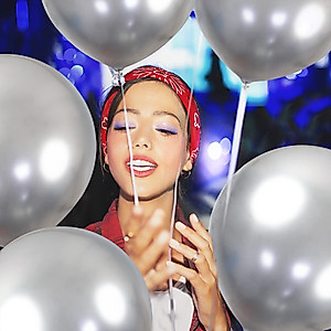 30pcs Silver Balloons 18 Inch Large Sliver Metallic Chrome Balloons Big Latex Balloons for Christmas Birthday Wedding Baby Shower Party Decorations