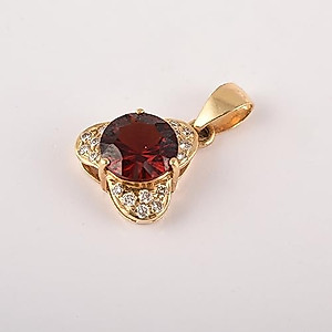 Jewel Vine Natural Garnet Diamond Pendant, Solid 14K Gold Pendant, Unique Pendant Necklace, January Birthstone Necklace, Gemstone Pendant (14K Solid Yellow Gold)