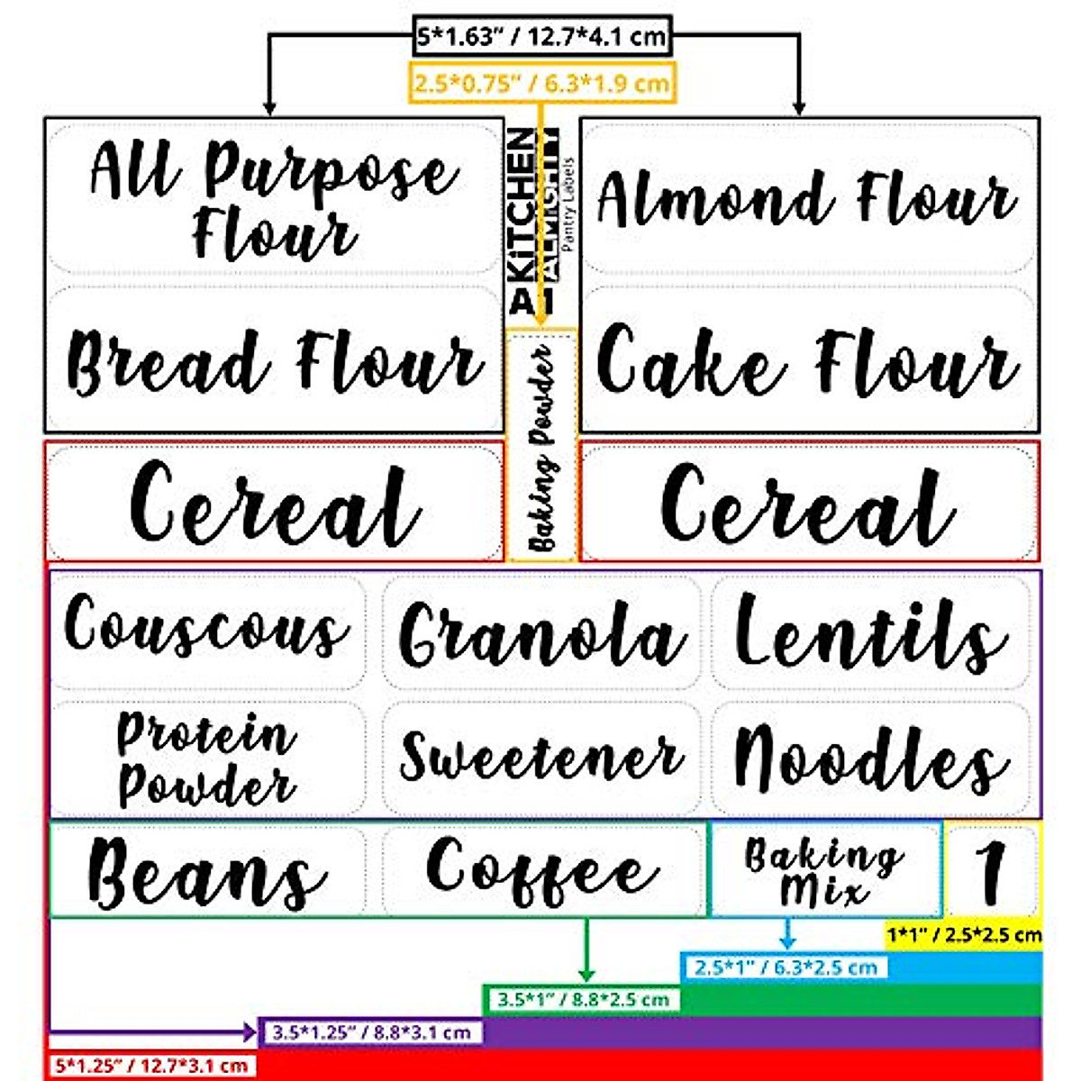 Kitchen Pantry Food Organization Clear Labels: 102 Attractive Gloss Artistic Preprinted Water Resistant Label Set to Organize Storage Containers, Jars & Canisters w/Extra Write-on Stickers