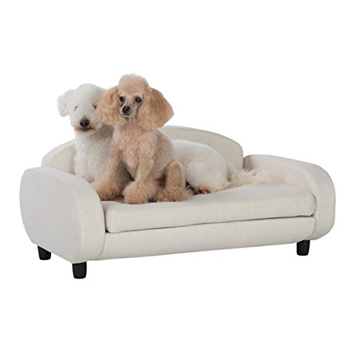 Paws & Purrs Modern Pet Sofa 31.5" Wide Low Back Lounging Bed with Removable Mattress Cover in Espresso/Oatmeal