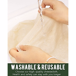 Cheesecloth for Straining Grade 100, 8 Pieces Reusable Hemmed Cheesecloth 20 x 20 Inches, 100% Unbleached Cotton Cheese Cloths for Straining, Filtering, Canning, Covering, Polishing and Decoration