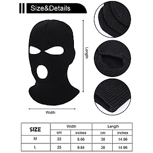 WILLBOND 2 Pieces Knitted Full Face Cover 3 Hole Mask Winter Balaclava Face cover, One Size(Black, Medium)