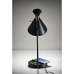 Adesso 4507-01 Maxine Desk Lamp Wireless Charging, 7W LED, 5W QI, USB Port, Indoor Lighting Lamps