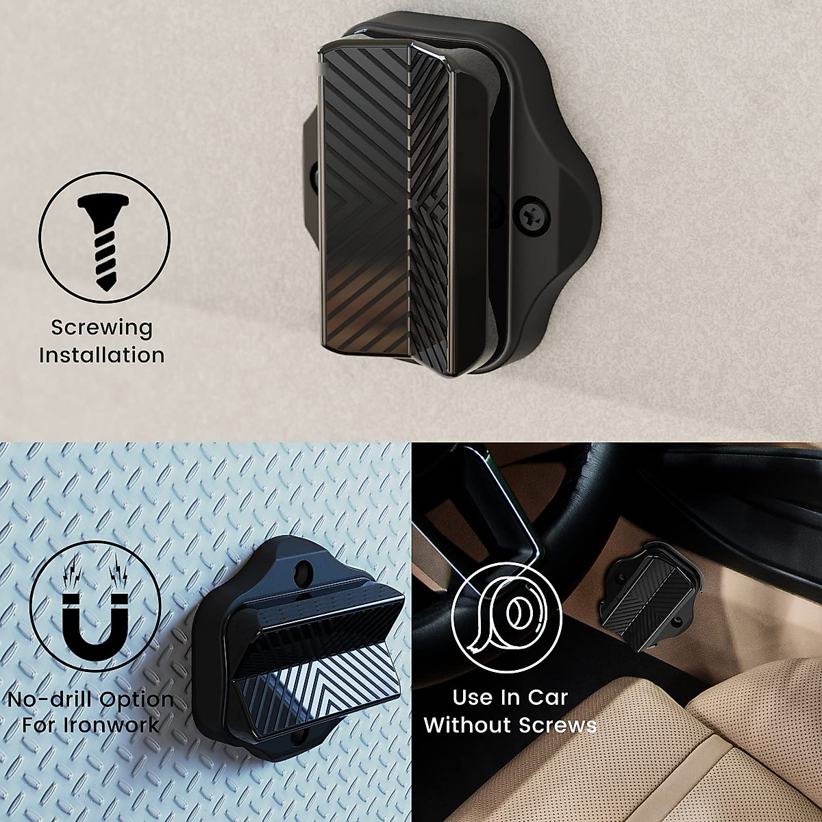 DINGDOON Double-Sided Gun Magnet Mount, Nondestructive Installation Magnetic Handgun Holster in Vehicle, Car, Cashier, Safe, Tactical Pistol Holder for Concealment Compatible with Revolver