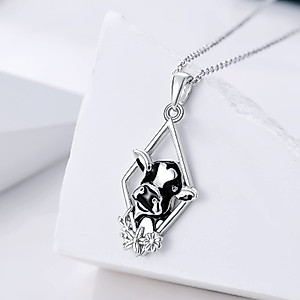 LEECCI Cow Necklace for Women 925 Sterling Silver Cow Jewelry Gifts for Women Mother