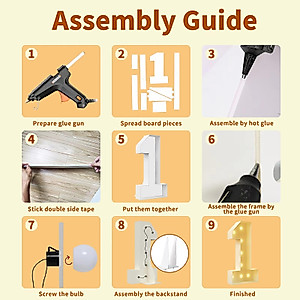 GENNIZZ 4FT Marquee Numbers with Hot Glue Gun, Marquee Light Up Numbers for 1st 21st Birthday Decorations, Marquee Light up Letters Anniversary Party Decor, Mosaic Numbers for Balloons Number 2