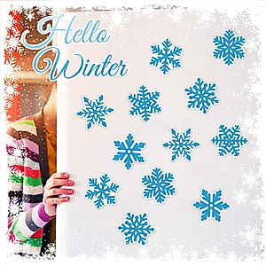 12 Pcs Winter Snowflakes Car Magnet, Car Decoration Magnets Refrigerator Magnet Decals Waterproof Automotive Magnet Funny Xmas Decoration for Garage Door Car Refrigerator Mailbox (Blue)