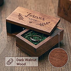 AW BRIDAL Ring Bearer Box Wedding Ring Box Walnut Wood Engagement Ring Box Jewelry Organizer Gift Box for Christmas Wedding Ceremony Proposal