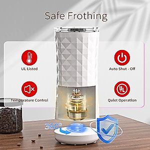 Milk Frother, 4 IN 1 Automatic Warm and Cold Milk Foamer, Auto Shut-Off and Silent Operation Milk Steamer for Coffee Latte, Cappuccino, Macchiato,Chocolate (White)