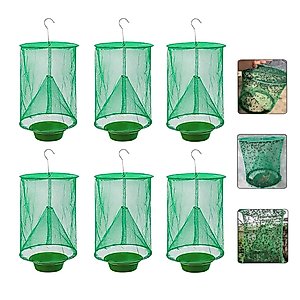 6 Pack Ranch Fly Trap, 2024 New Hanging Fly Catcher, The Most Effective Trap Ever Made with Pots, Cage Catcher for Indoor and Outdoor, Family Farms, Park, Restaurants