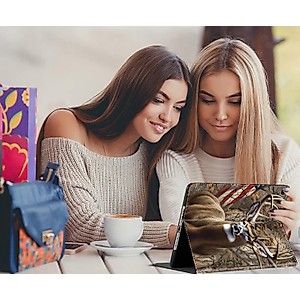 Case for iPad Pro 11 Inch 4th/3rd/2nd/1st Generation 2022/2021/2020/2018, Multi-Angle Smart Stand Cover Auto Sleep/Wake Fit iPad Air 4/5，Camouflage Deer American Flag