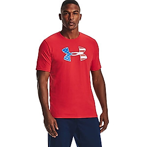 Under Armour Men's New Freedom Big Flag Logo T-Shirt (US, Alpha, Large, Regular, Regular, Red (600)/White)