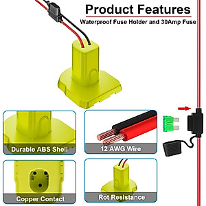 Power Wheel Battery Adapter With Harness Connector for Ryobi 18v Battery Adapter, Power Wheel Battery Converter Kit Contains Fuse And Wire Terminals And Is Compatible with Peg-Perego Kids Riding Toys