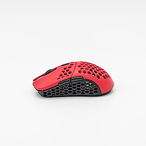 G-Wolves Hati HTS (Small) ACE Wireless Gaming Mouse - PAW3370 Sensor - 50 to 19,000 CPI - 54±2Gram(1.8 oz) - TTC Golden Color Encoder - Ultra Lightweight Honeycomb Design (Red)