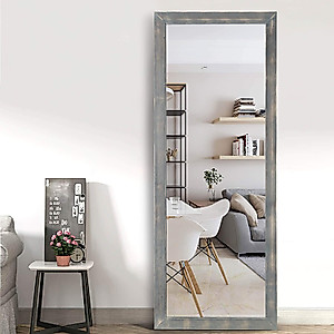 Elevens Traditional Full Length Floor Mirror 65"x22" Rustic Tall Floor Mirror Wall Mirror Standing or Leaning Against Wall for Bedroom, Dressing and Wall-Mounted - Gray