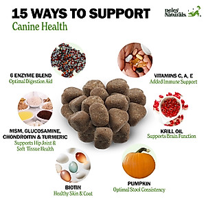 Deley Naturals Dog Multivitamins Chewable - 15 in 1 Dog Vitamins and Supplements for Immune System, Skin, Joint Support & Digestion - Dog Multivitamin for All Ages - Dog Vitamins Made in The USA