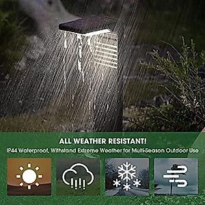 NATSUKAWA Solar Outdoor Lights Waterproof, L-Shaped Black Solar Pathway Lights,3 Lighting Modes Solar Powered for Pathway Garden Yard Spot- 2 Pack White