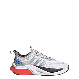adidas Men's Alphabounce+ Running Shoe, White/Silver Metallic/Blue Fusion, 9