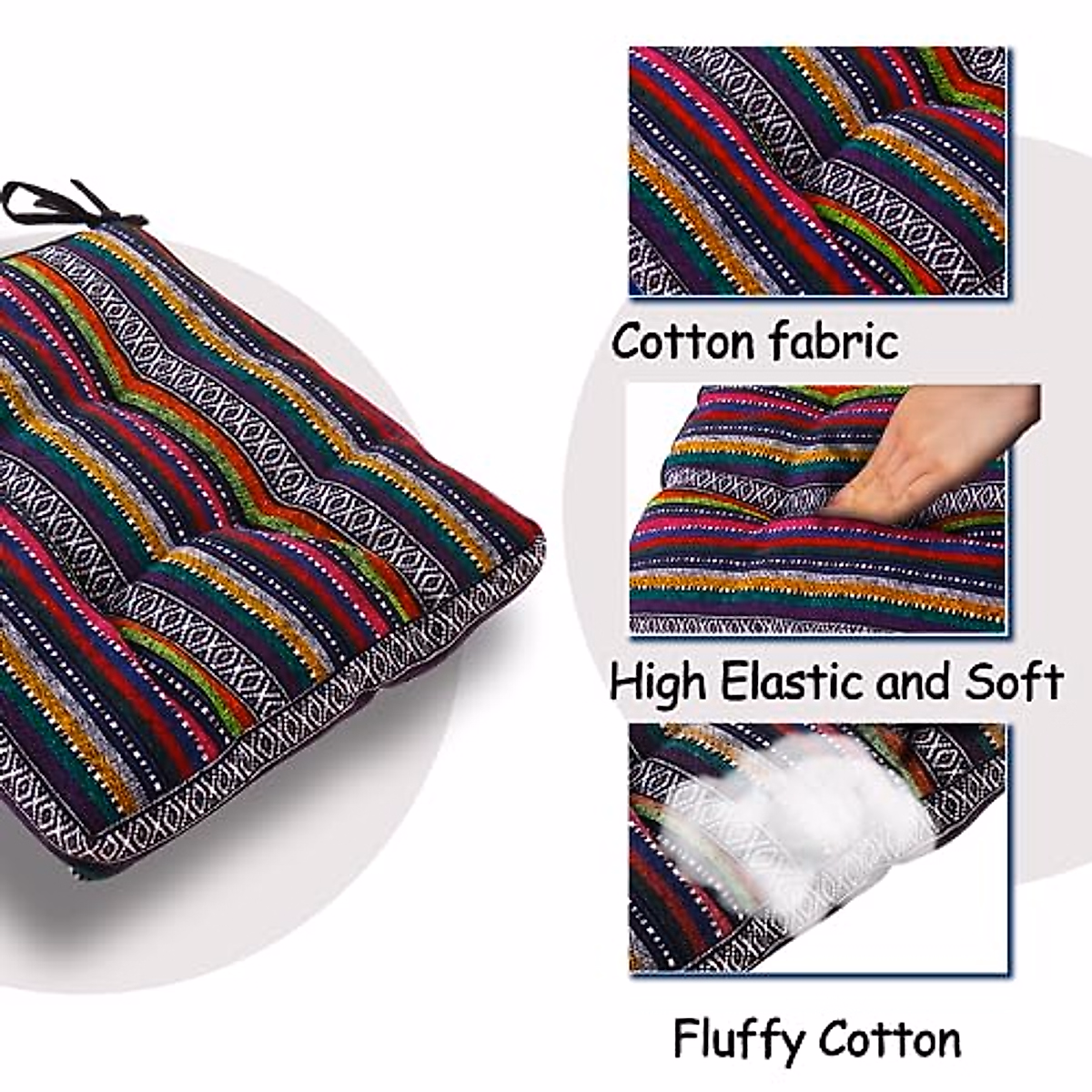 Big Hippo Patio Chair Cushions 17 X 17 X 2 Inch Chair Pad Soft Square Chair Seat Cushions for Patio Furniture Home Garden Office Outdoor Indoor with Ties