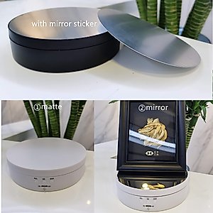 AIGICO Motorized Rotating Stand, 5.4Inch Max Loading 6.6Lb Battery USB Use Display Turntable for Jewelry Cake 3D Curing Resin Prints Spinner Shelf(White with Mirror Sticker)