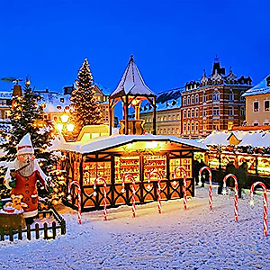 Christmas Candy Cane Solar Lights with SnowflakesCandy Cane Lights Set of 8,Red and White Yard Lights for Holiday Xmas Indoor Courtyard Patio Garden Walkway