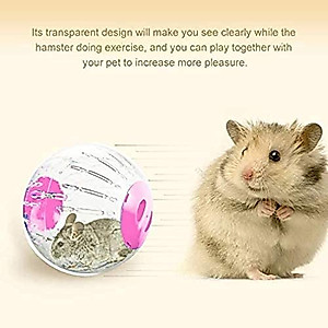 New Cute Hamster Running Ball 4.7 Inches Crystal Ball for Hamsters Small Silent Exercise Wheel Small Animals Cage Accessories Small Animal Pet Toys Ball Mouse Ball (Pink)