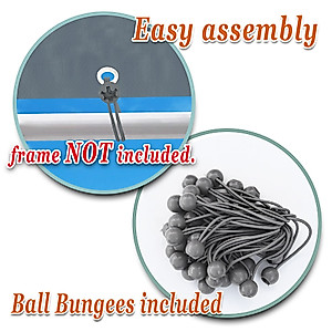 Strong Camel Carport Conopy Cover 10'x20' Replacement for Car Tent Outdoor Top Garage Shelter with Ball Bungees, Grey (Only Cover, Frame Not Included)