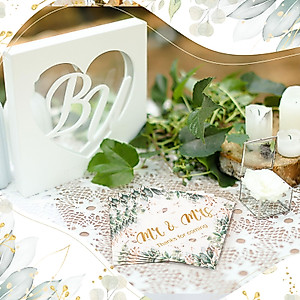 Lincia 100 Pcs Wedding Napkins for Reception Gold Cocktail Beverage Dessert Napkins Mr and Mrs Napkins for Wedding Bridal Shower Engagement Anniversary Table Party Decorations, 9.84 x 9.84 Inch 3 Ply