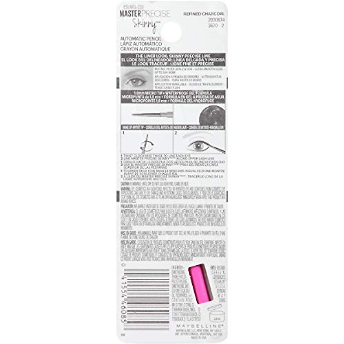 Maybelline New York Master Precise Skinny Gel Eyeliner Pencil, Refined Charcoal, 1 Count