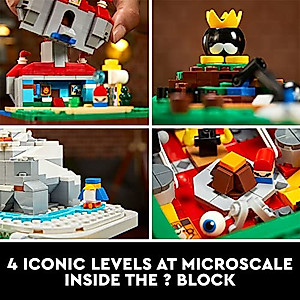 LEGO Super Mario 64 Question Mark Block 71395, 3D Model Set for Adults with 4 Microscale Game Levels: Peach’s Castle, Bob-omb Battlefield, Cool Mountain and Lethal Lava Trouble
