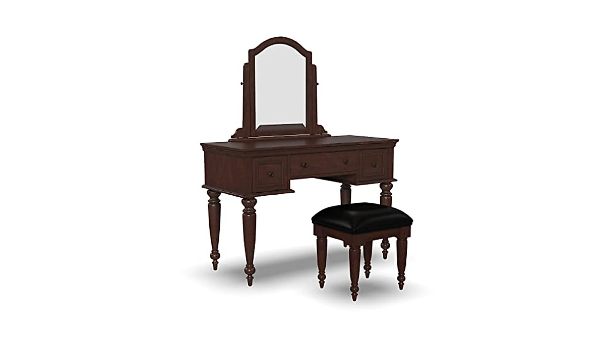 Elegant Lafayette Cherry Vanity Table & Bench | Home Styles