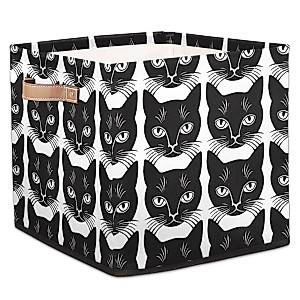 Tablerazzi Cats Pattern Cube Storage Bin, 13 Inch Collapsible Fabric Storage Cube Bin, Foldable Cube Baskets for Shelf, Closet, Organizer