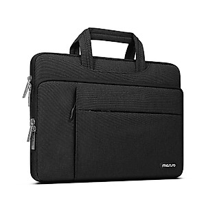 MOSISO Laptop Shoulder Bag Compatible with MacBook Air/Pro,13-13.3 inch Notebook,Compatible with MacBook Pro 14 inch 2023-2021 A2779 M2 A2442 M1 with Vertical & Horizontal & Raised Pockets, Black