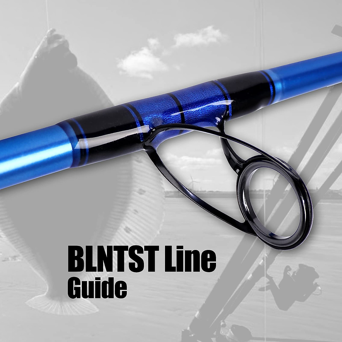 Fiblink Surf Spinning Fishing Rod 2-Piece & 3-Piece & 4-Piece Carbon Fiber Travel Fishing Rod with Noctilucent Tips (12' - 2Pcs - Blue)