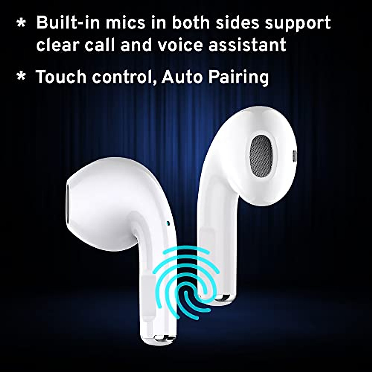 StitchGreen Pro 4 Bluetooth Earbuds TWS Wireless Sound Noise Cancelling, Wireless Earbuds with 5.1 Built-in Mic, Touch Sensor Control, IPX-4 Waterproof Compatible with iPhone/Android