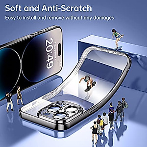 for iPhone 14 Pro Max Case 𝟮𝟬𝟮𝟯 𝗡𝗘𝗪 with Full Camera Protection, [Far Beyond Official Color] [Military Grade Drop Tested] Metallic Glossy Clear Case Designed for Women Men 6.7”, Phantom Black