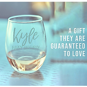 Personalized Etched Monogram 17oz Stemless Wine Glass - Wine Gifts for Women, Customized Engraved Wedding Gifts, Unique Mother's Day Gift, Bridesmaid, Customizable Birthday Wine Tumbler, Caldwell