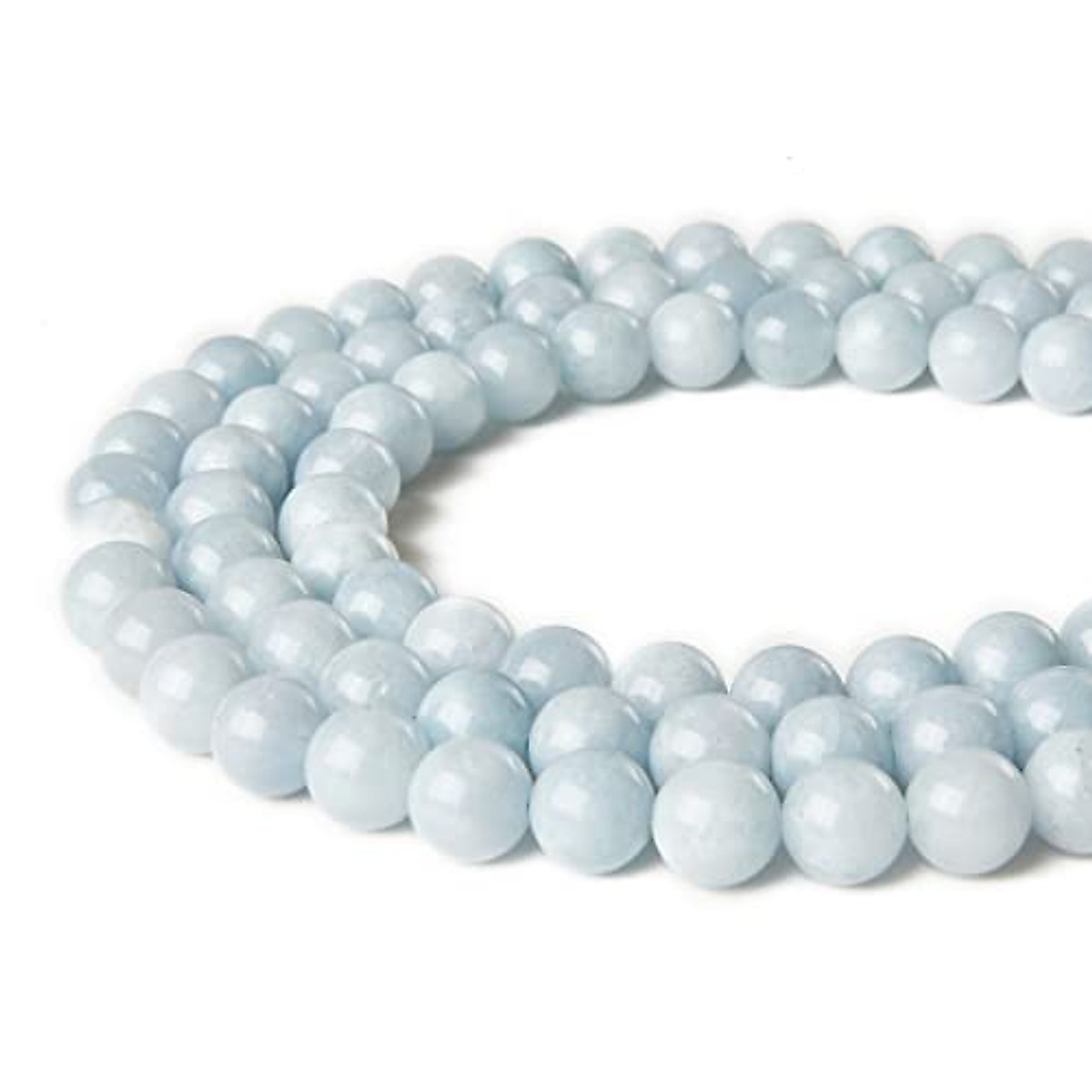 60pcs 6mm Aquamarine Beads Natural Gemstone Beads Round Loose Beads for Jewelry Making