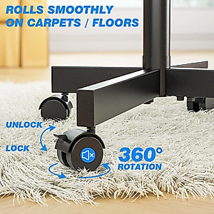 Mobile TV Cart Rolling Floor Stand for 23-60 Inch LCD LED OLED 4K Smart TVs up to 88 lbs, Height Adjustable Outdoor Metal Trolley Stand with Locking Wheels and Tilt Mount for Home Office Portable Use