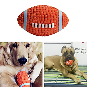 POPETPOP Dog Balls for Aggressive Chewers - 2pcs Indestructible Dog Toy Squeaky Dog Toys Rugby Football Dog Chew Toy Teething Toys for Small Medium Large Dogs Puppies