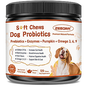 Probiotics for Dogs, Dog Probiotics for Digestive Health, Plus Pumpkin and Fish Oil, for Gut & Itchy, 120 Soft Chews